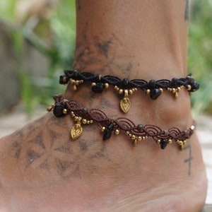 Obsidian Ankle Bracelet // Beach Bohemian Anklet With Healing Stones ...