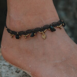 Obsidian Ankle Bracelet // Beach Bohemian Anklet With Healing Stones ...