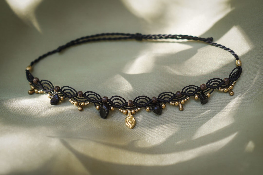 Obsidian Ankle Bracelet // Beach Bohemian Anklet With Healing Stones ...
