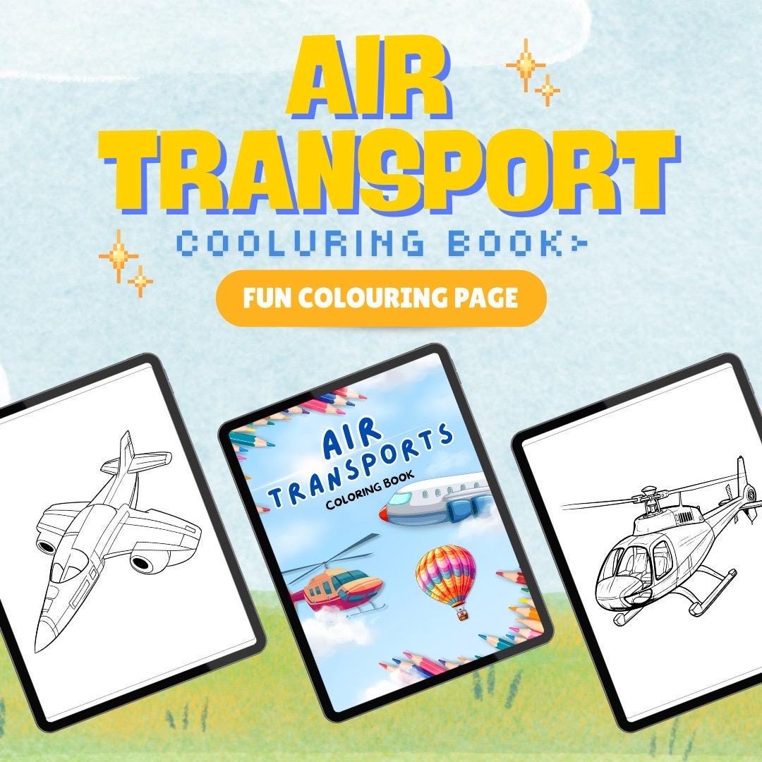 Air Transport Colouring Book | Printable PDF for Kids | Fun Airplane ...
