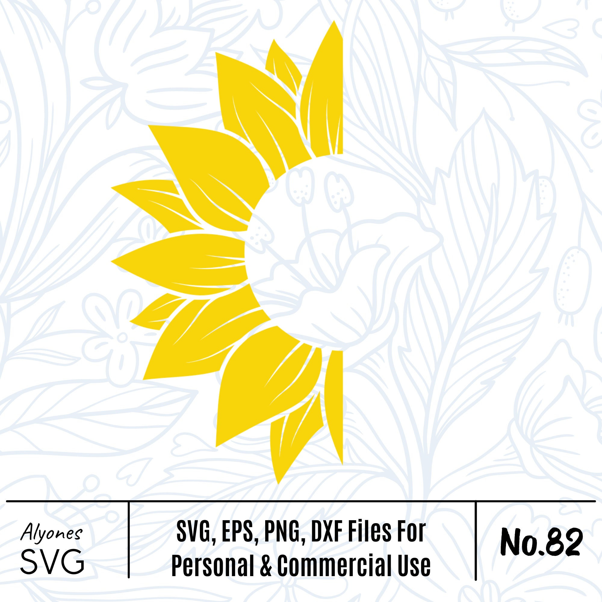Sunflower SVG Sunflower Monogram SVG Flower Svg Monogram - Etsy