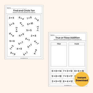 Kindergarten Math Worksheets. Addition Worksheets. Distance - Etsy