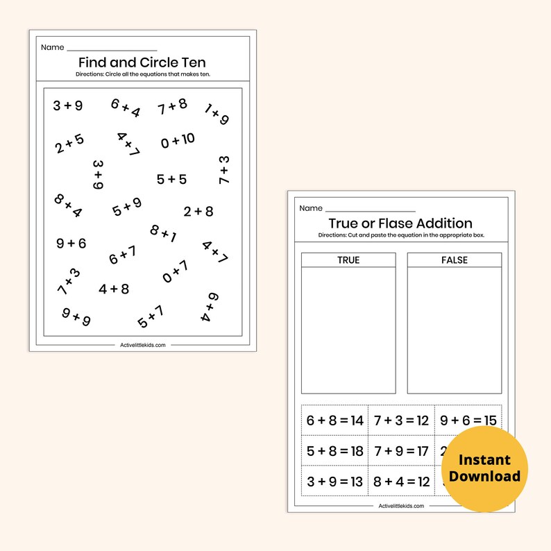 Kindergarten Math Worksheets. Addition Worksheets. Distance - Etsy