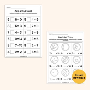 Kindergarten Math Worksheets. Addition Worksheets. Distance - Etsy