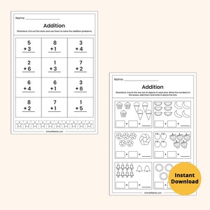 Kindergarten Math Worksheets. Addition Worksheets. Distance - Etsy