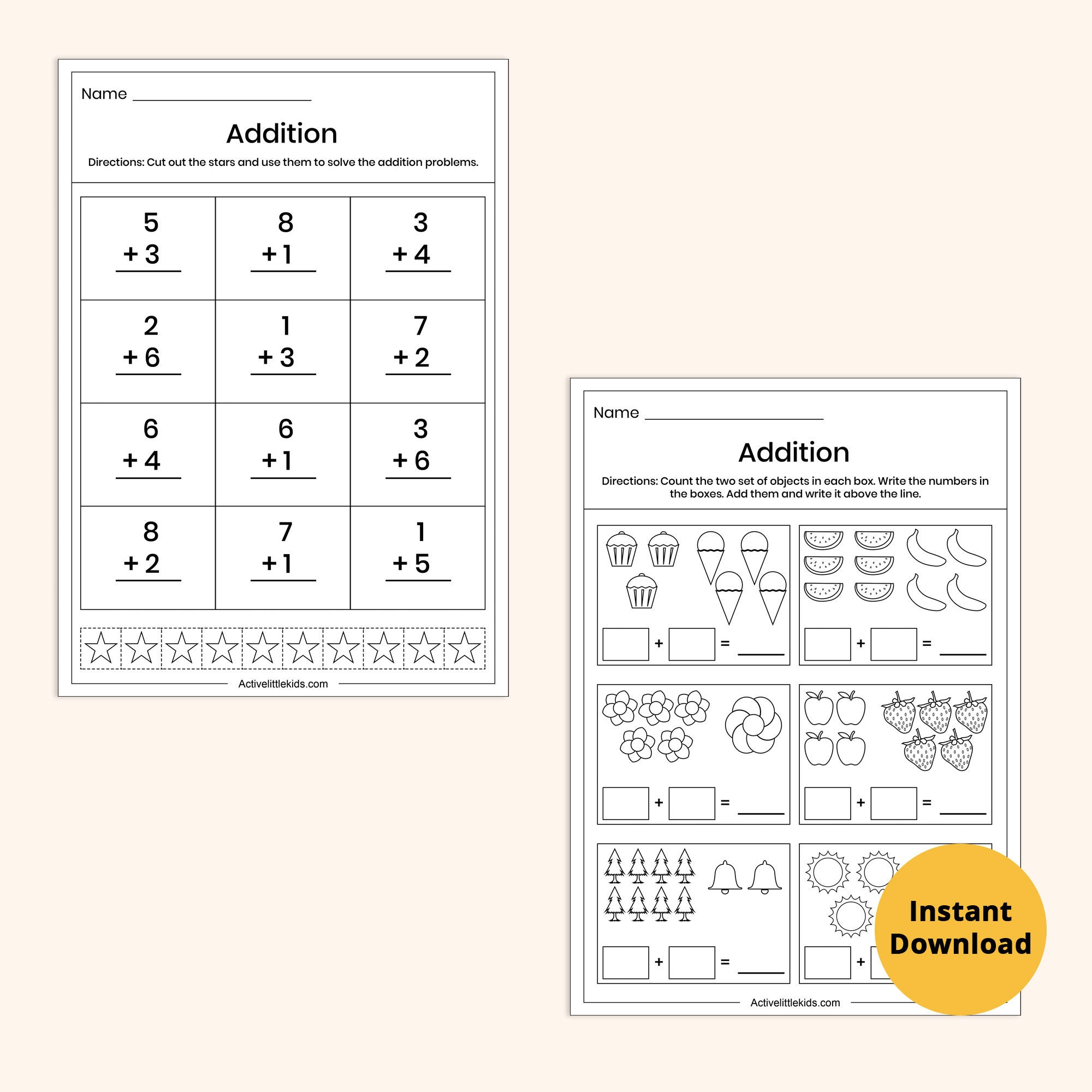 Kindergarten Math Worksheets. Addition Worksheets. Distance - Etsy
