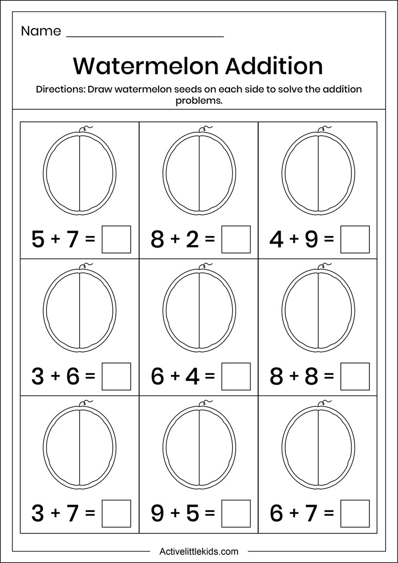 Kindergarten Math Worksheets. Addition Worksheets. Distance - Etsy