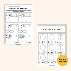 Kindergarten Math Worksheets. Addition Worksheets. Distance - Etsy