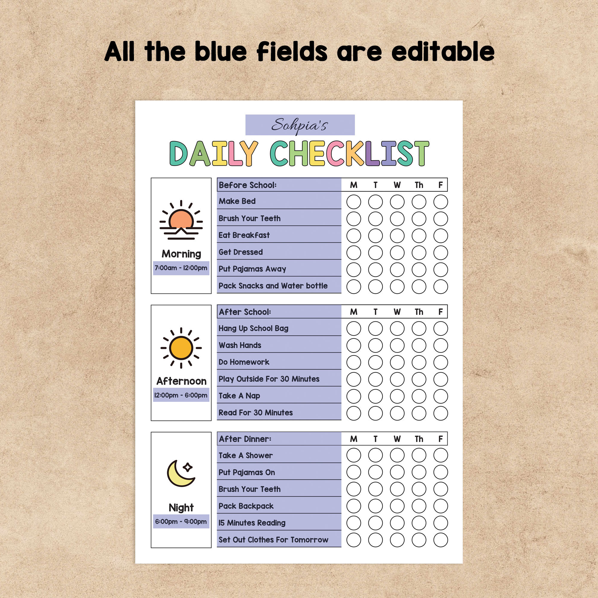 Kids Daily School Checklist Schedule Printable Daily Routine - Etsy