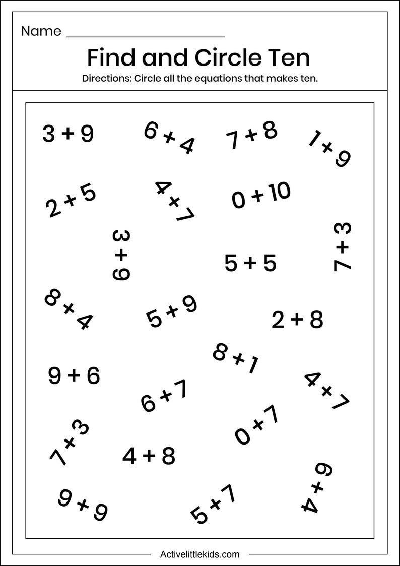 Kindergarten Math Worksheets. Addition Worksheets. Distance - Etsy