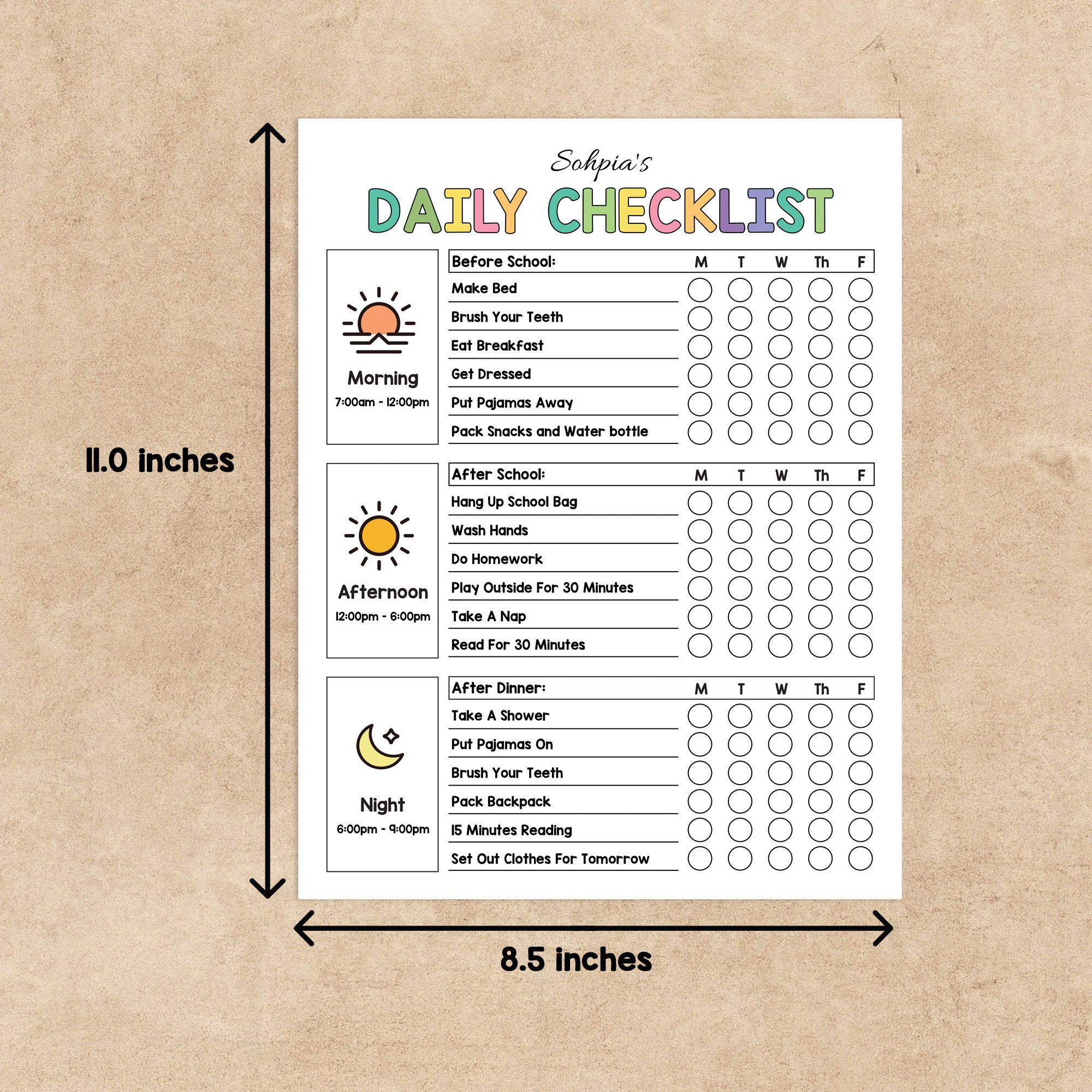 Kids Daily School Checklist Schedule Printable Daily Routine - Etsy