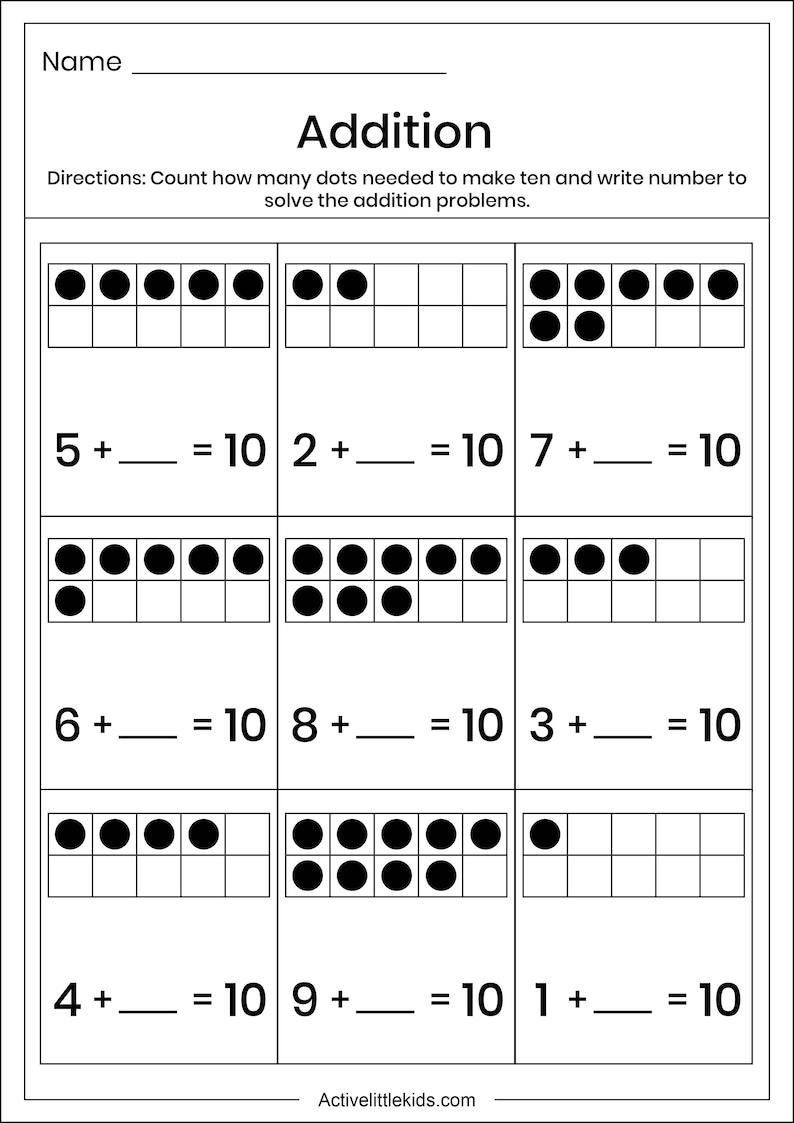 Kindergarten Math Worksheets. Addition Worksheets. Distance - Etsy