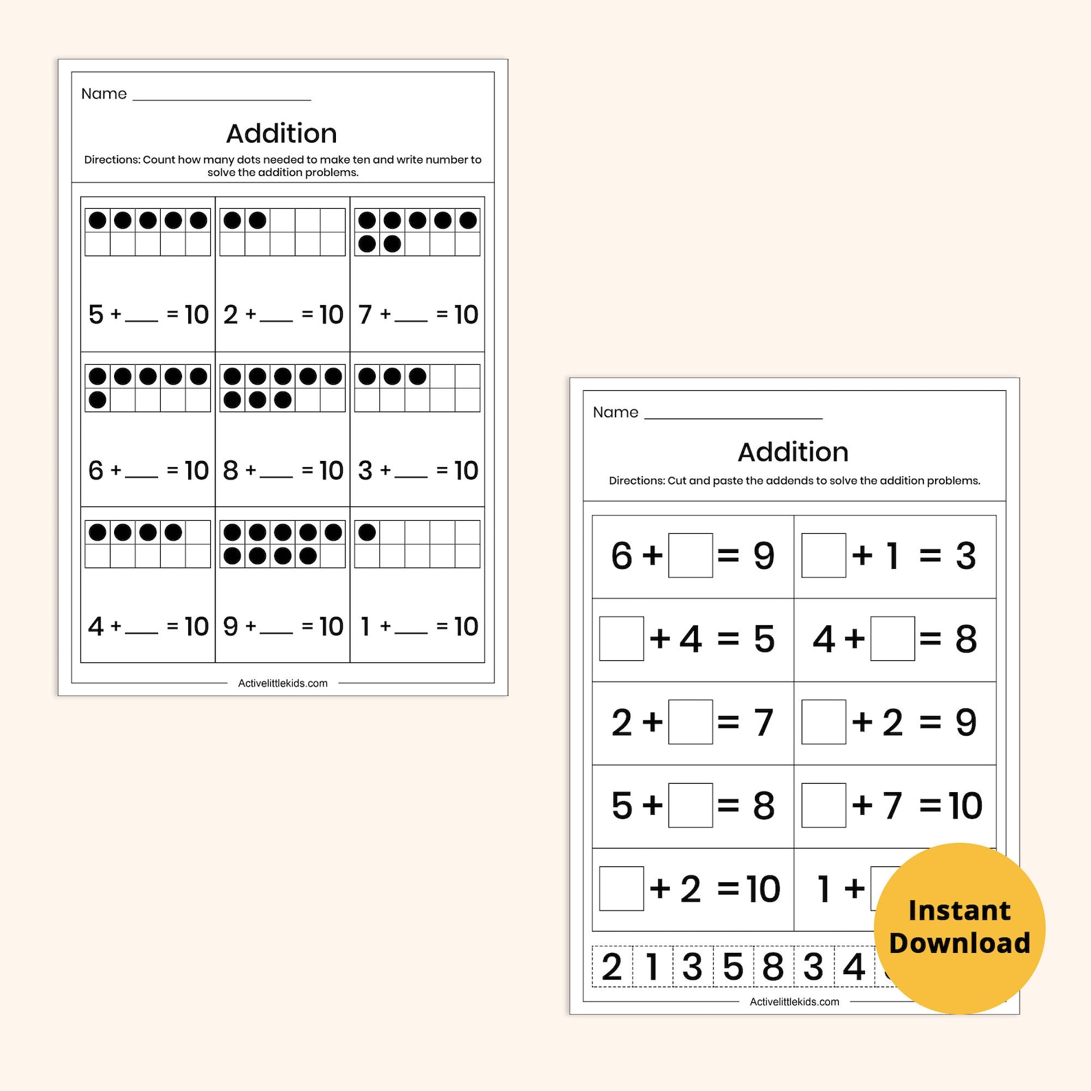 Kindergarten Math Worksheets. Addition Worksheets. Distance - Etsy
