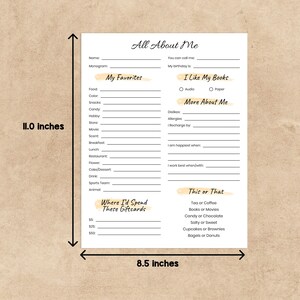Printable All About Me Co-worker Questions Employee Favorites List ...