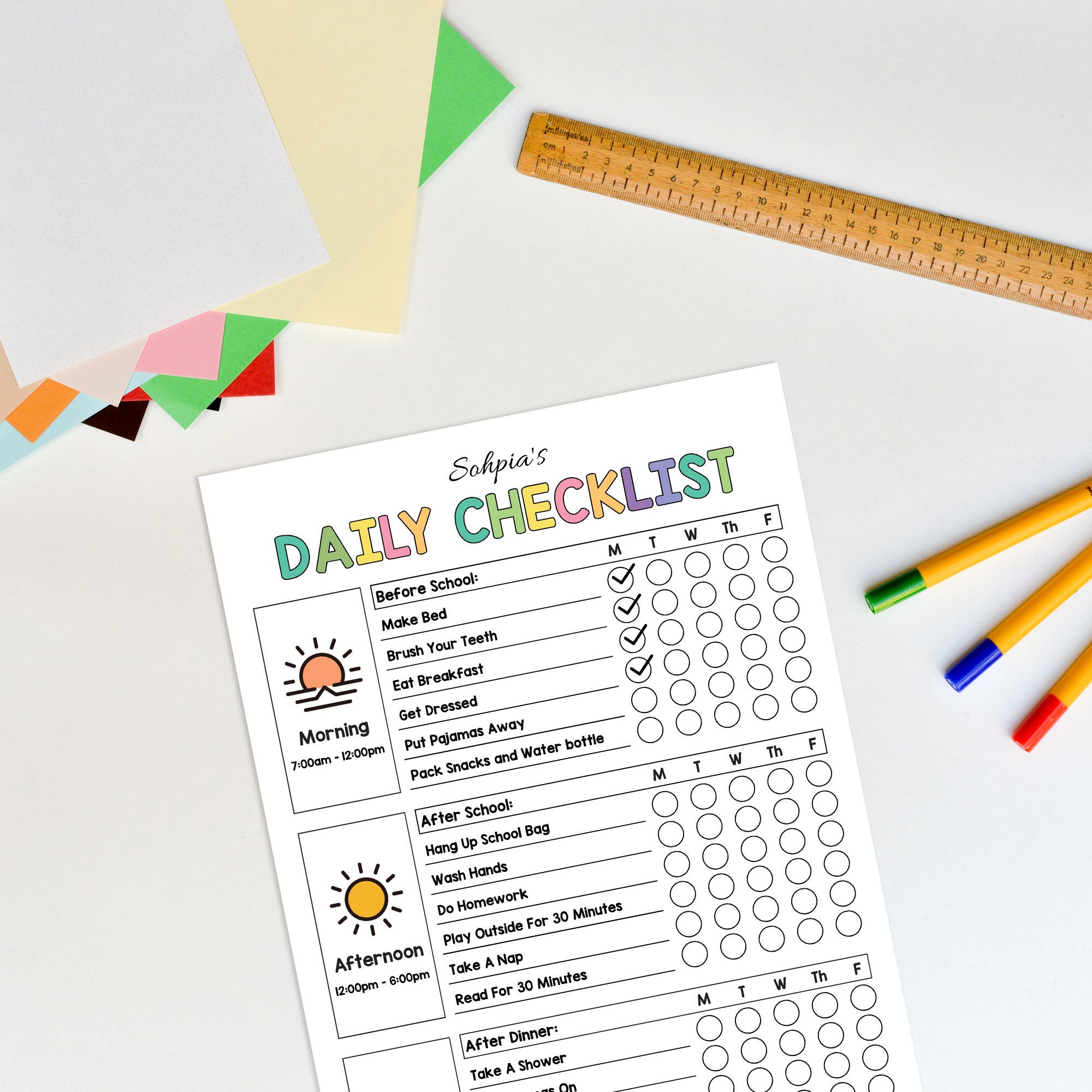 Kids Daily School Checklist Schedule Printable Daily Routine - Etsy