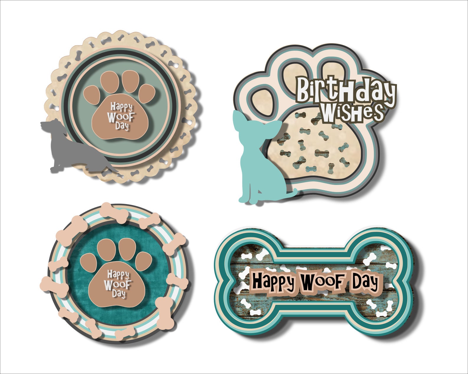 DOG Cat Animal Cake Topper Svg File Shaker. Cricut Birthday Card - Etsy