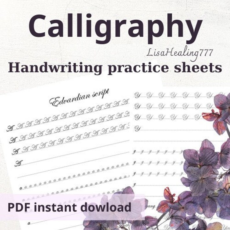 Basics of Calligraphy Practice Sheet - Edwardian Script Font - PDF ...