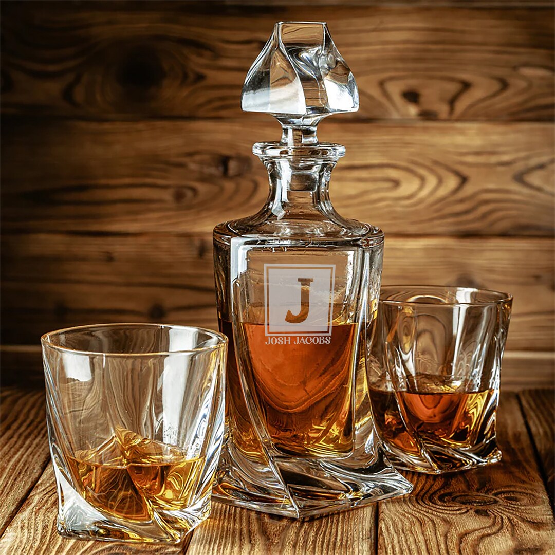Square Monogram Personalised Monaco Whiskey Decanter, Gifts for Him ...
