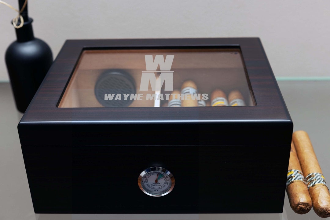 Linear Design Engraved Cigar Humidor, Gifts for Him, Gifts for Husband ...
