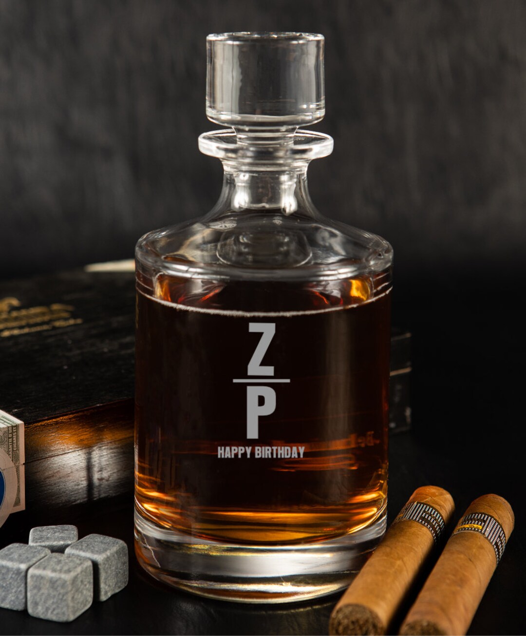 Linear Monogram Engraved Decanter - Choice From 5 Decanters, Birthday ...