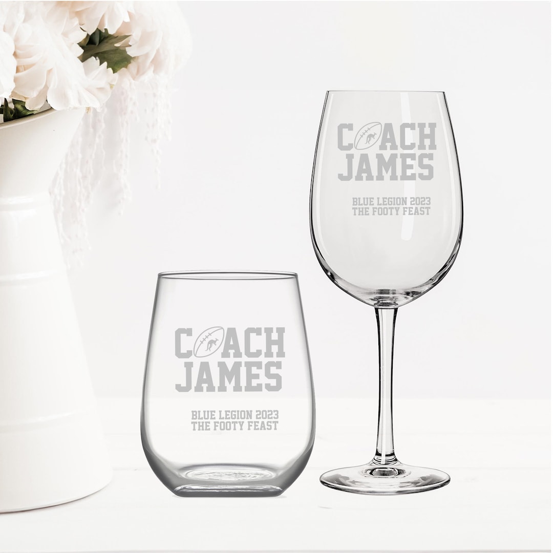 Personalised "footy Coach" Wine Glass, Custom Coach Gift, Best Coach ...
