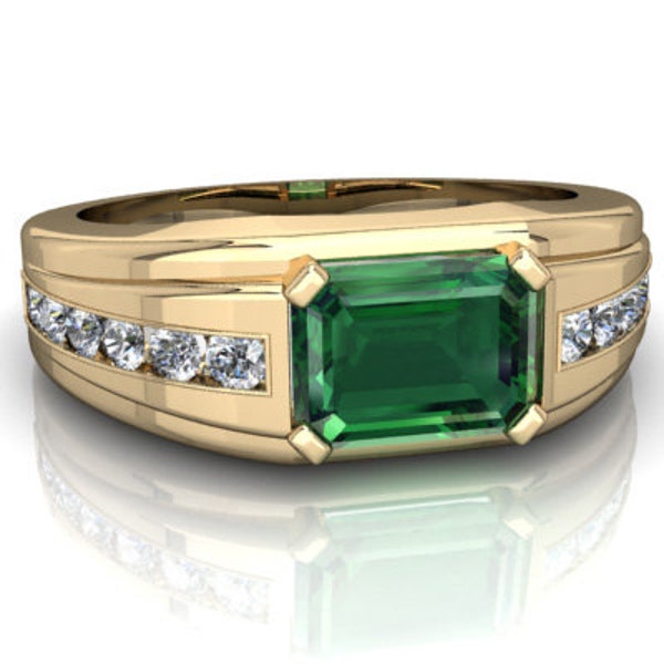 Lab Created Emerald Mens Ring - Etsy