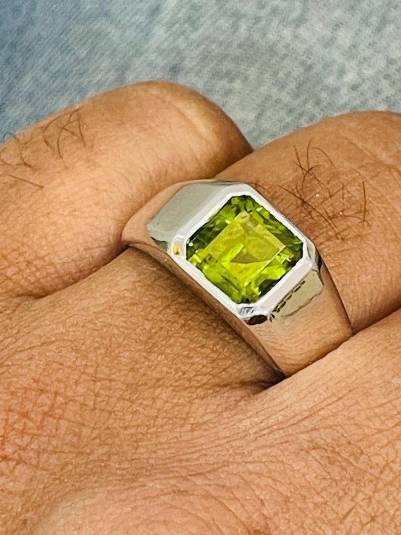 Natural Peridot Men's Ring Solid 925 Sterling Silver AAA - Etsy