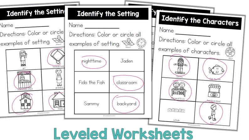 Identify Characters and Setting With Picture Cues | Homeschool Autism ...