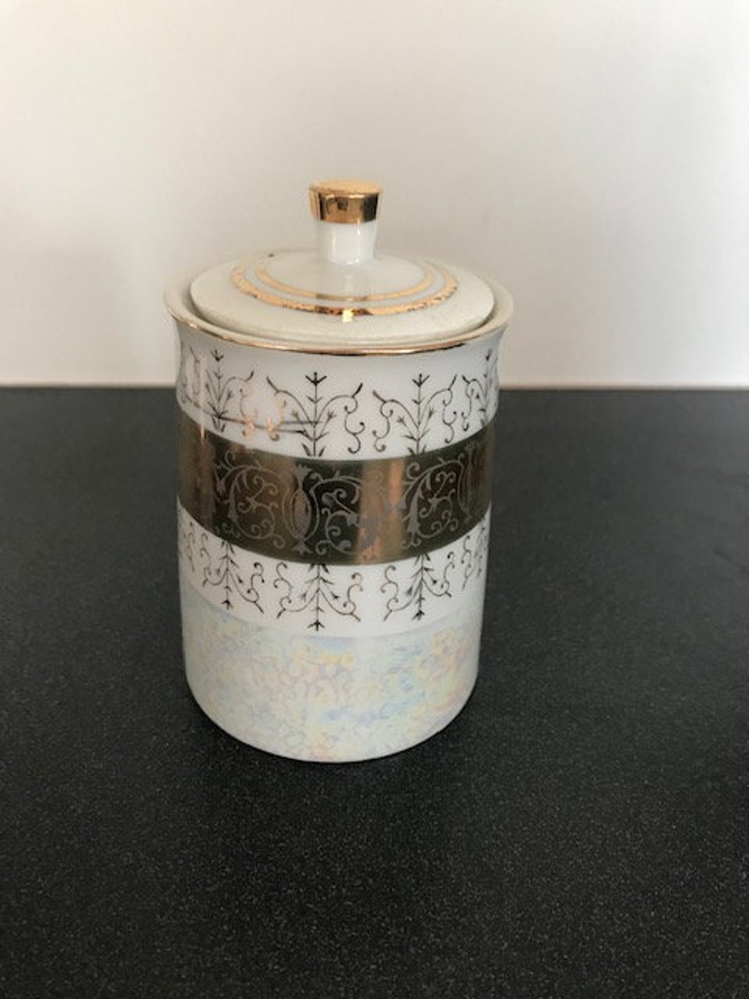 Old Yamayo Japanese China - White and Gold Ceramic Sugar Pot or ...