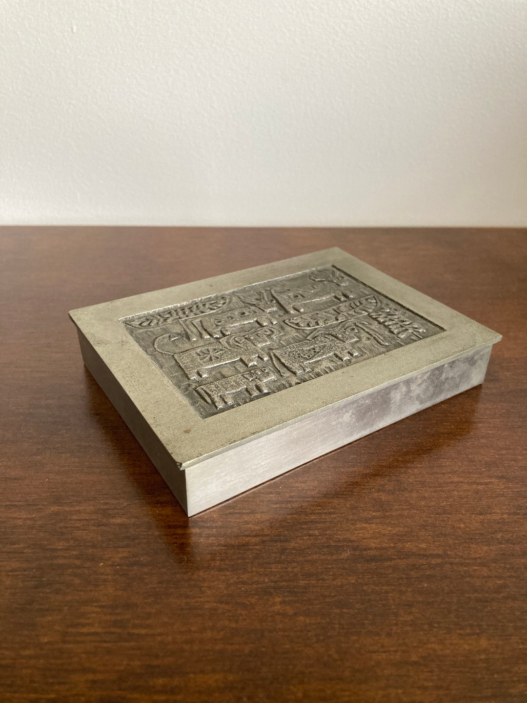Metal and Wood Cigarette Box With Cow or Buffalo Design - Etsy