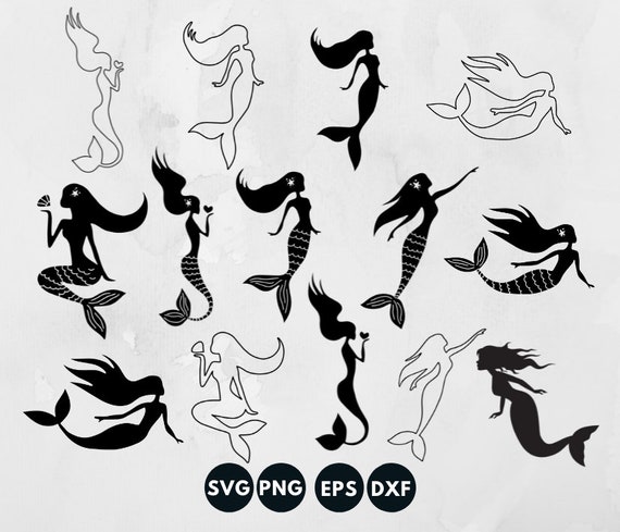 Mermaid Bundle Svg Mermaids Svg Mermaid Clipart Cute - Etsy