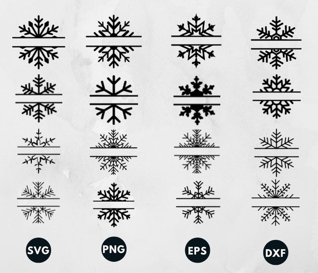Snowflake Monogram Svg Bundle, Split Snowflake Svg , Christmas Name ...