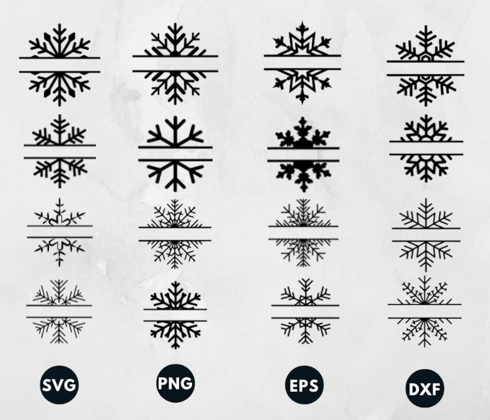 Snowflake Monogram Svg Bundle Split Snowflake Svg Christmas - Etsy