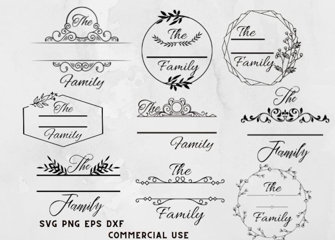 Family Name Monogram Svg, Split Family Monagram Svg, Christmas Name ...