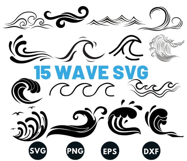 Water Wave Line Art Wave Svg Wave Svg Bundle Wave Cut File - Etsy Canada