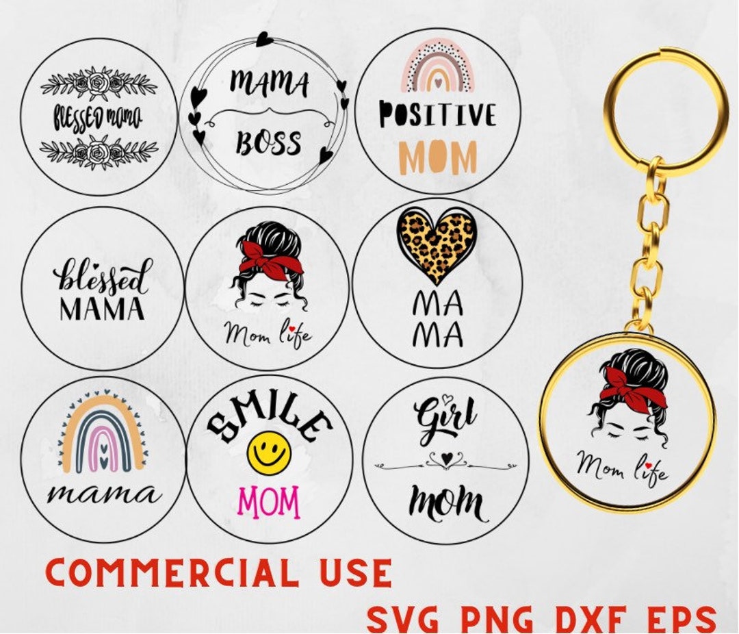 Mom Life Keychain Svg, Mom Keychain Svg, Round Keychain Svg, - Etsy