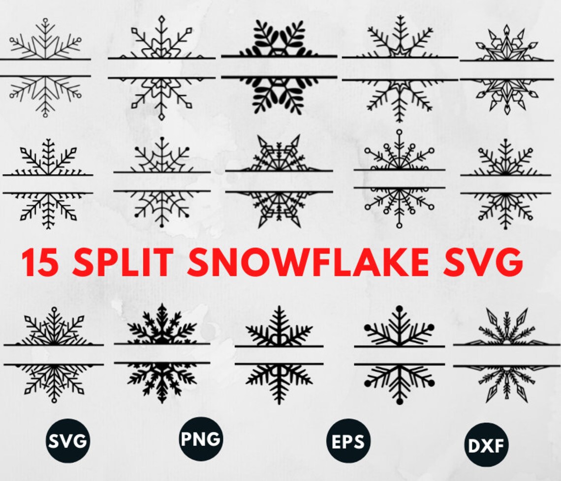 Snowflake Monogram Svg Bundle, Split Snowflake Svg, Christmas Name ...
