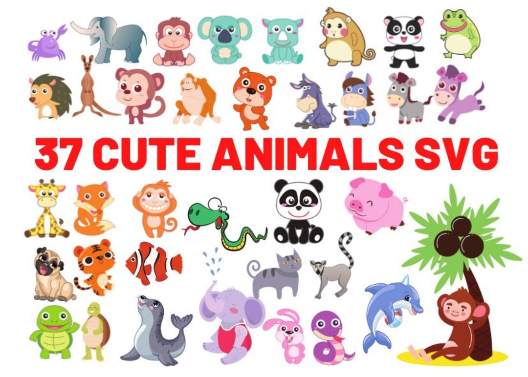 Cute Animals Svg, Safari Svg, Animal Cut File, Birthday Svg, İnstant ...