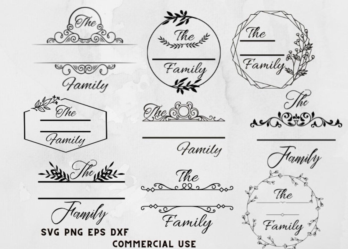 The Family Frame Bundle Svg, Ornament Svg, Family Name Monogram Svg ...