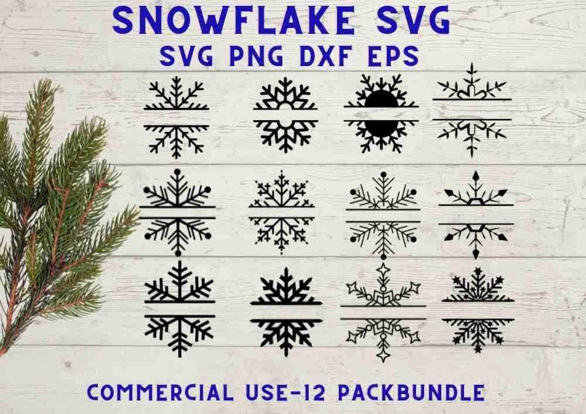 Snowflake Monogram Svg Bundle Split Snowflake Svg Christmas | Etsy