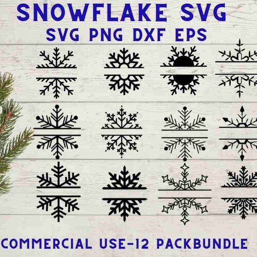 Snowflake Monogram Svg Bundle Split Snowflake Svg Christmas | Etsy