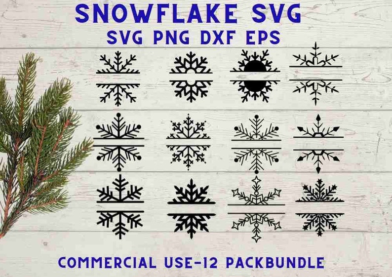 Snowflake Monogram Svg Bundle, Split Snowflake Svg, Christmas Name ...