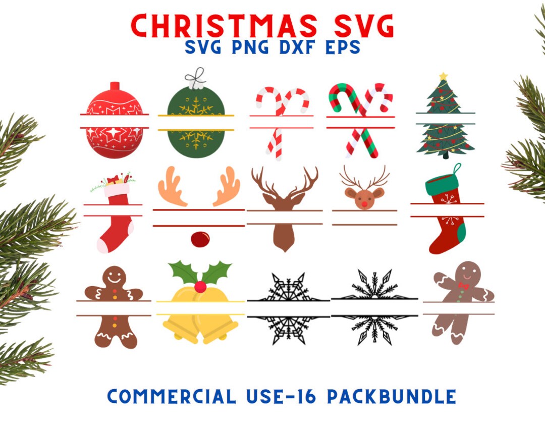 Christmas Monogram Svg Mega Bundle, Split Svg, Christmas Name Frame Svg ...