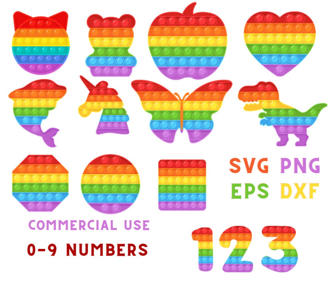 Pop It Svg Bundle DIY Fidget Toys Svg, Numbers Svg, Shirt Anti Stress ...