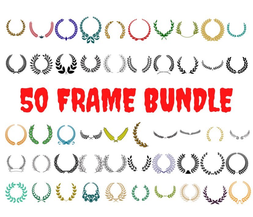 Monogram Frame Svg Bundle Leaf Frame Svg Laurel Frame Svg - Etsy