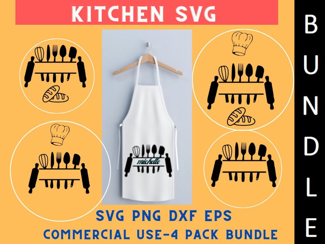 Kitchen Monogram Svg Bundle, Split Kitchen Svg, Kitchen Name Frame Svg ...