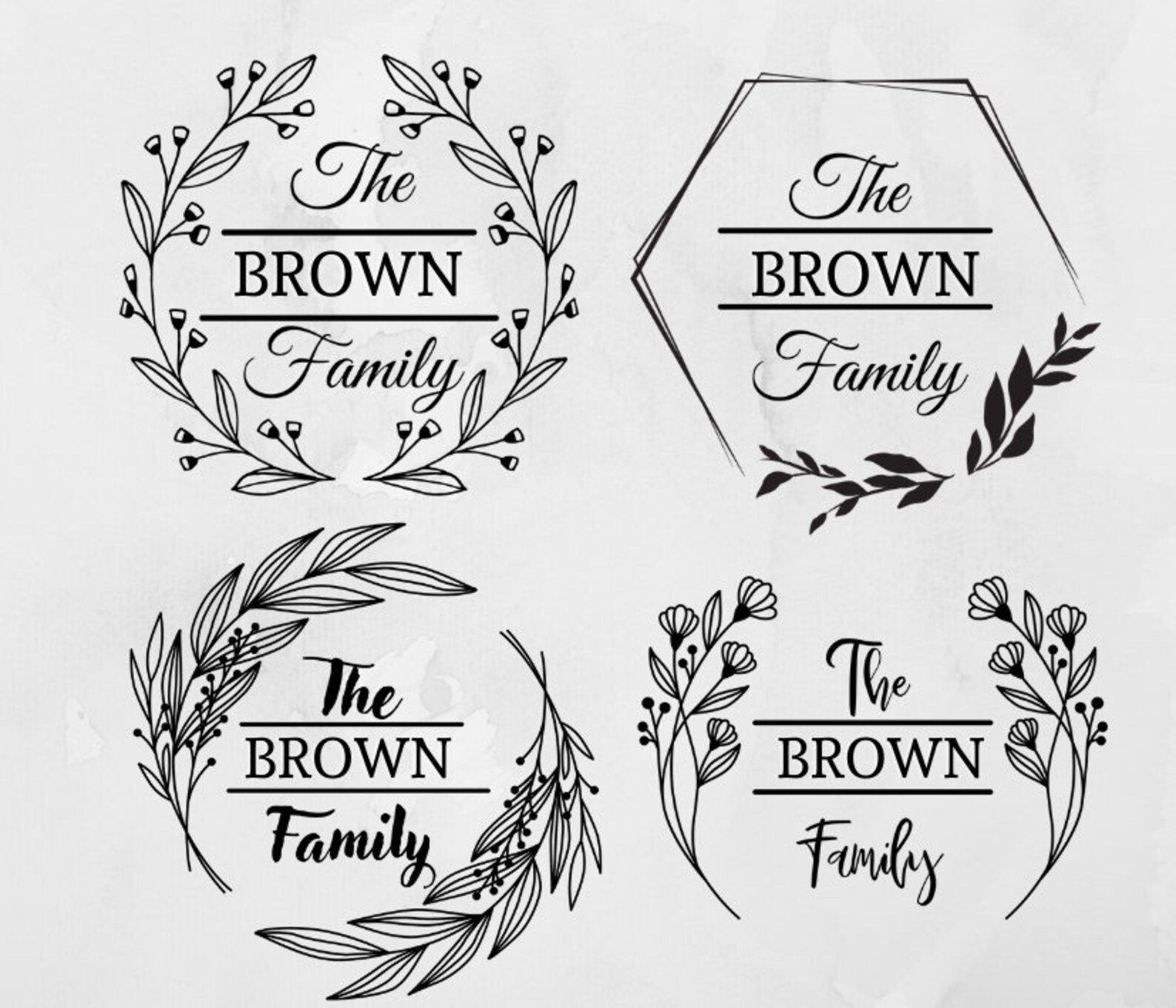 Family Name Monogram Svg, Split Family Monagram Svg, Christmas Name ...