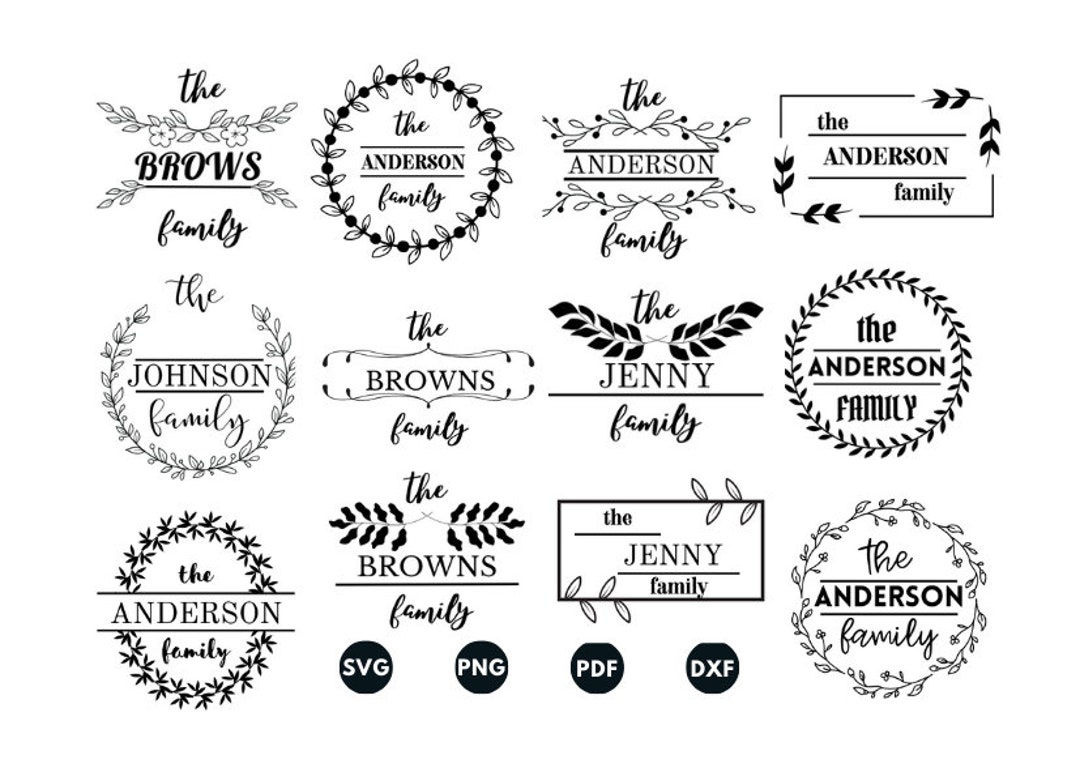Family Name Monogram Svg, Split Family Monagram Svg, Christmas Name ...