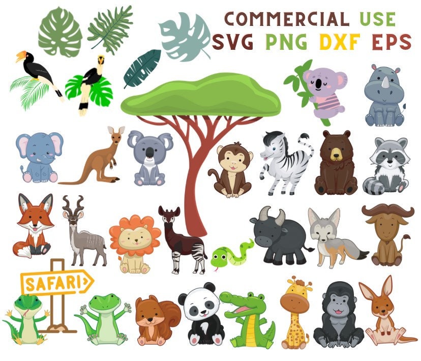 Safari Animals Svg Safari Svg Animal Cut File Birthday Svg - Etsy