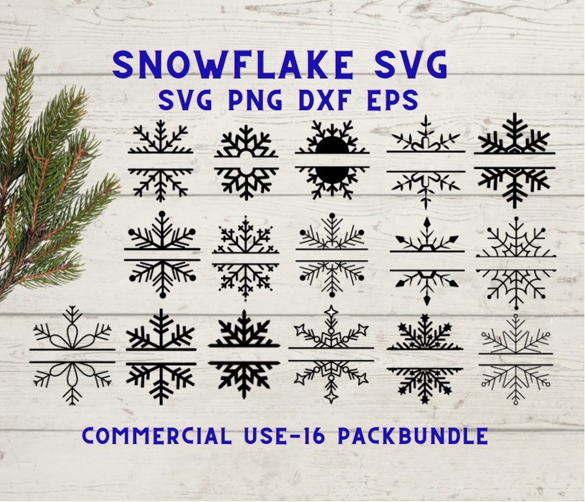 Snowflake Monogram Svg Bundle Split Snowflake Svg Christmas - Etsy